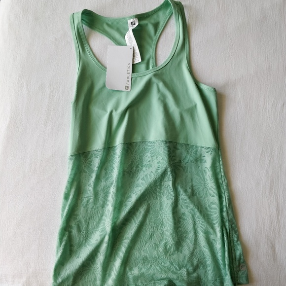 Fabletics | Tops | Fabletics Mint Green Lace Racerback Workout Tank ...